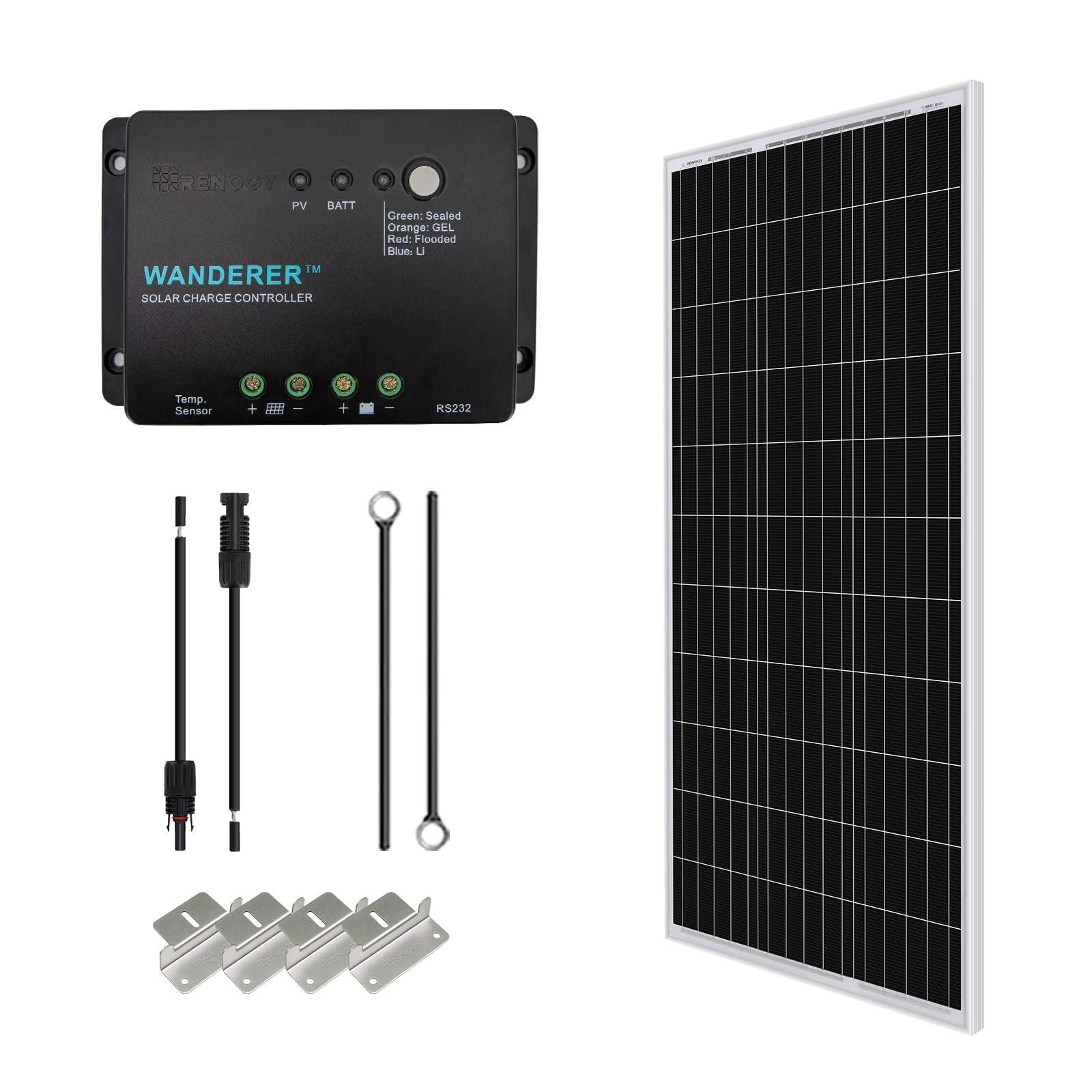 Renogy 700W Pure Sine Wave Inverter 12V DC to 120V AC Converter & KIT-STARTER-100D Starter Kit with 1 Pcs 100W Monocrystalline Panel and 30A PWM Controller Solar Charging, Boats, RV, Off-Grid System