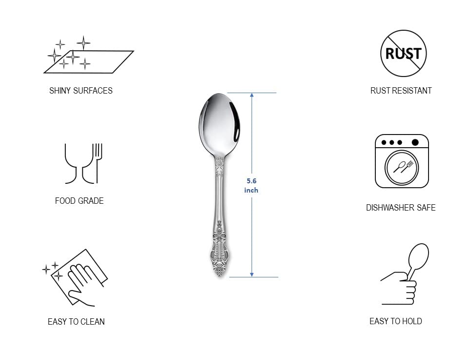 Teaspoons Flatware Set 12 pieces Silverware Stainless Steel Cutlery Tableware Dishwasher Safe