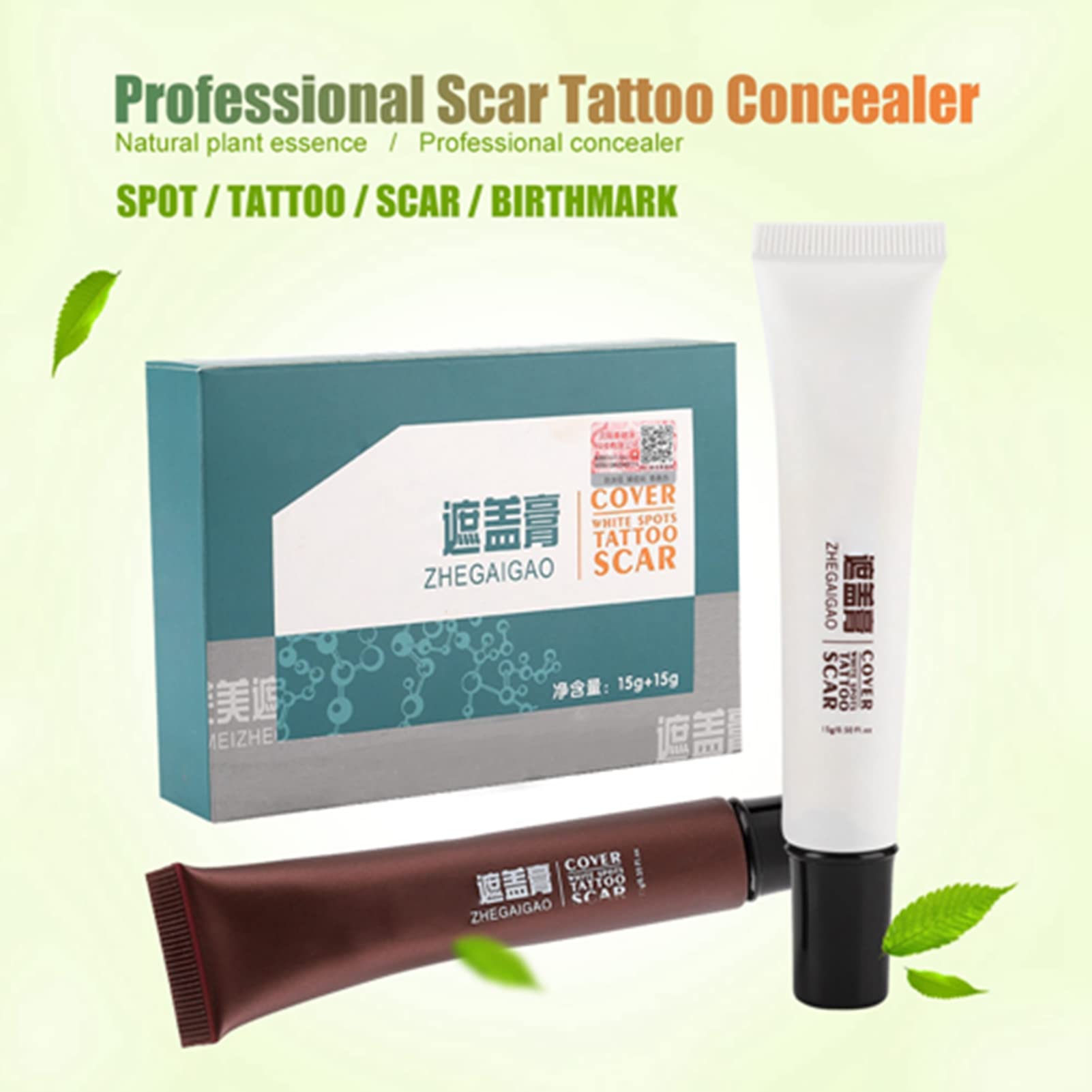 Tattoo Concealer, Make up concealer, Scar make up Scar concealer Body Concealer Birthmark Scar Vitiligo Blemish,Waterproof and Sweatproof Long Lasting Two Colors Cover Up Make up Concealer Set
