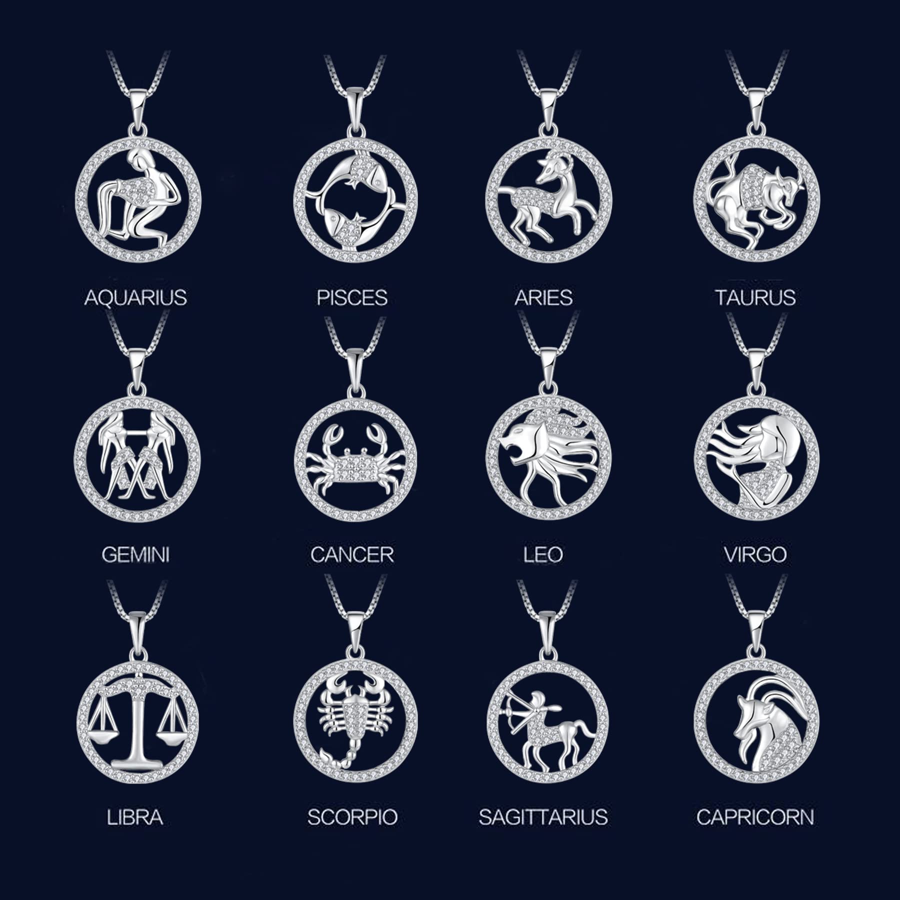 STARCHENIE Women's Constellation Jewelry Sterling Silver Zodiac Necklace Astrology Disc Horoscope Gemini Pendant 18'' Box Chain