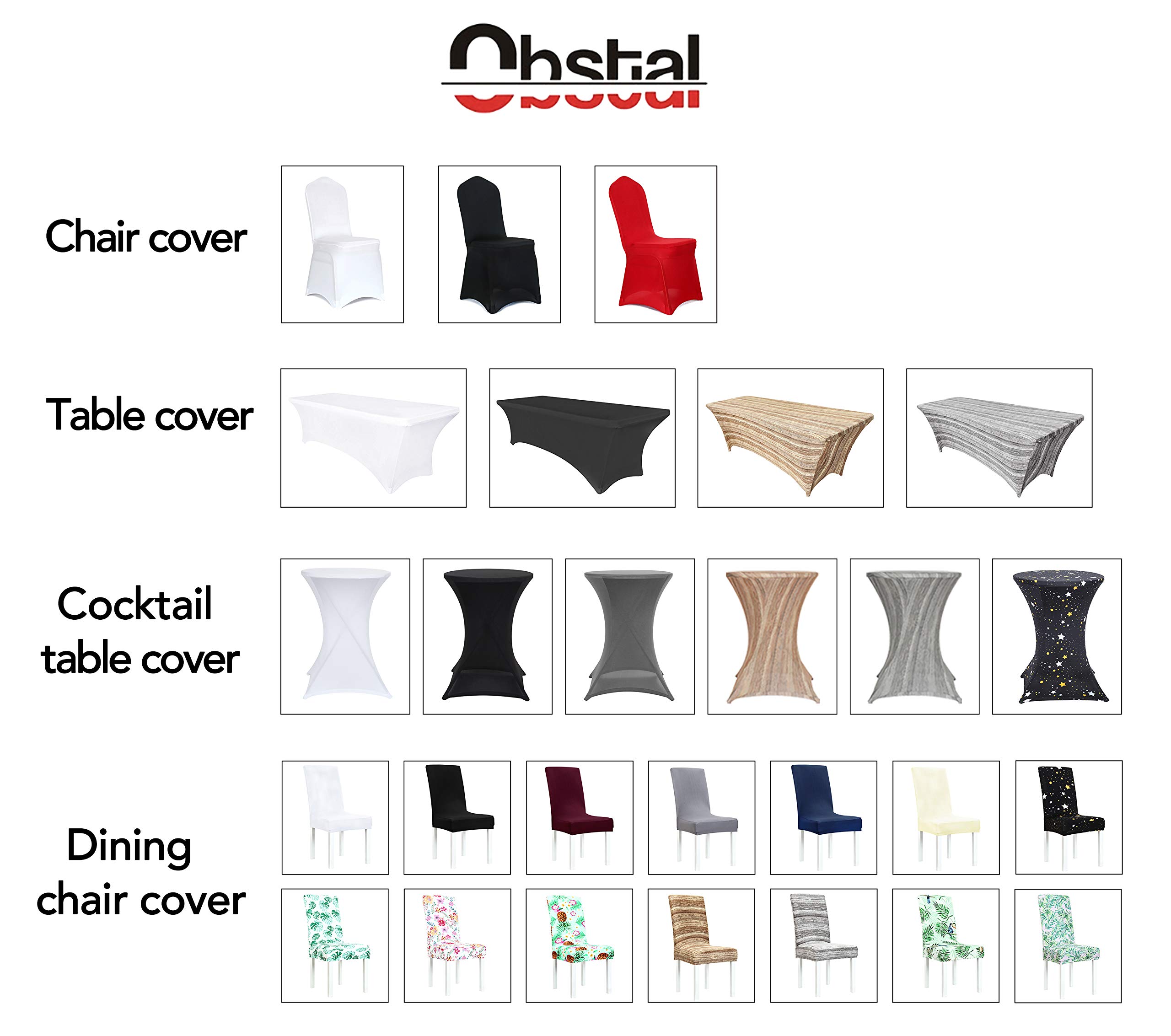 Obstal 10 PCS White Spandex Dining Room Chair Covers for Living Room - Universal Stretch Chair Slipcovers Protector for Wedding, Banquet, and Party