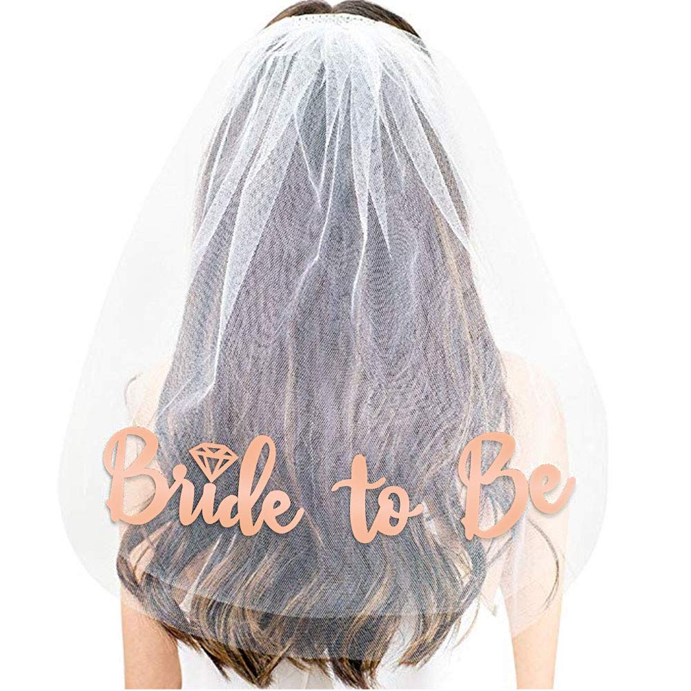 Rose Gold Print Bride To Be Veil Bachelorette Party Supplies Bridal Shower Decoration Accessories Gift Engagement Decoration
