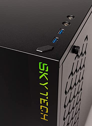 Skytech Gaming Azure Gaming PC Desktop – AMD Ryzen 5 5600X 3.7 GHz, RTX 3060 Ti, 1TB NVME SSD, 16G DDR4 3200, 650W Gold PSU, AC Wi-Fi, Windows 10 Home 64-bit