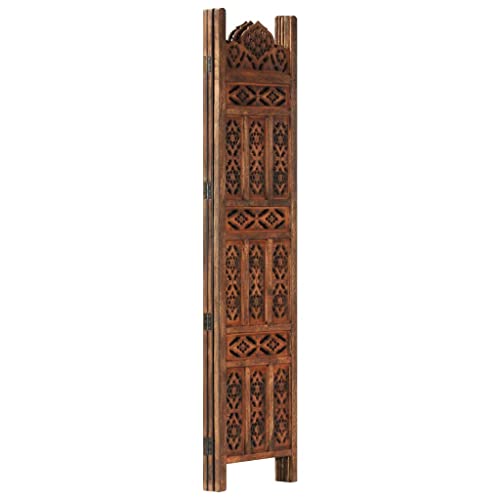 Matalde Hand Carved 3 Panel Room Divider with Beautifully Carved Pattern, 3.93' Wooden Folding Privacy Screen, Freestanding Partition Wall Divider for Office, Home, Christmas Decoration, Dark brown