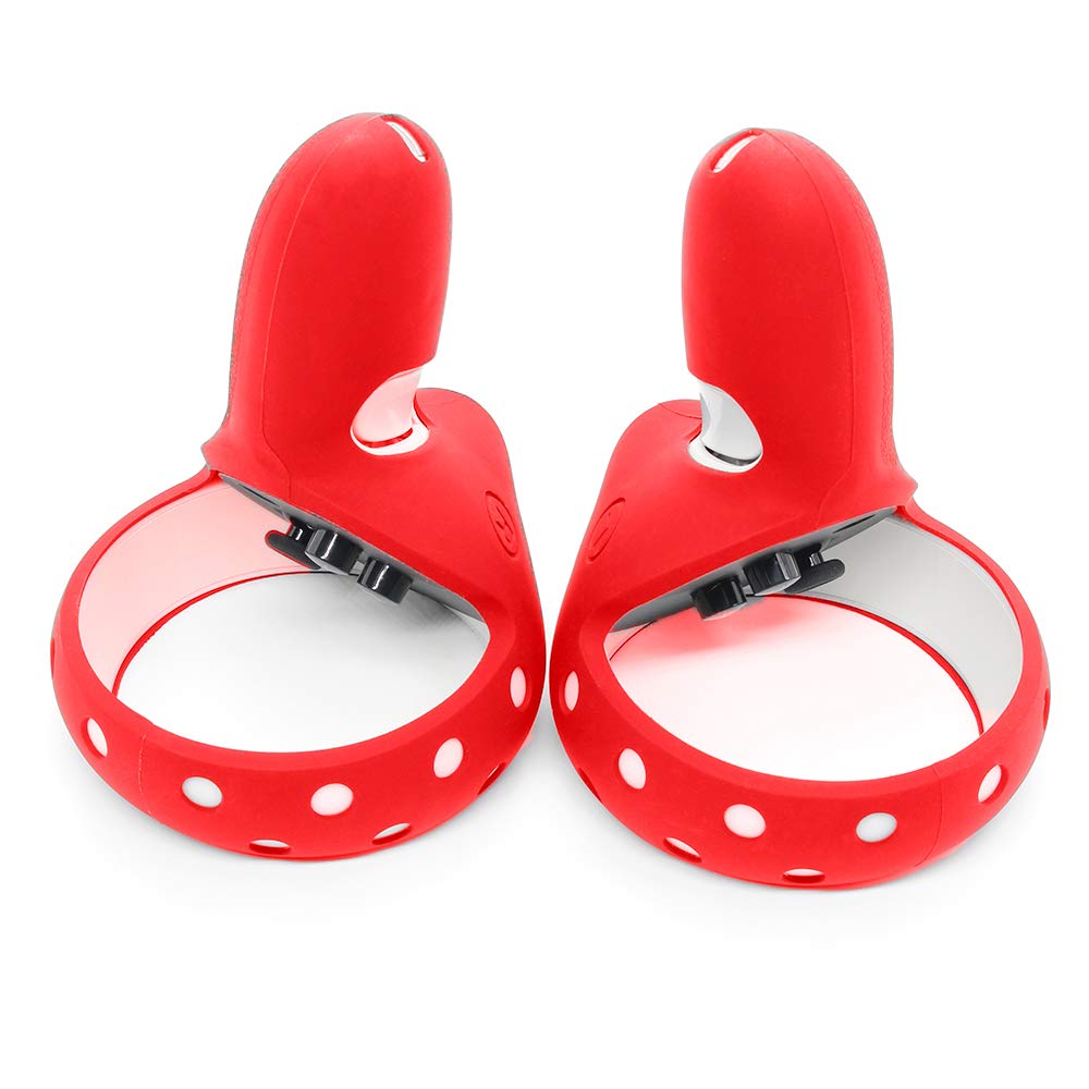 Professional Grip Cover for Oculus Quest 2 Touch Controller Grip Accessories, Anti-Collision Silicone Handle Protective Sleeve - 1 Pair (Red)