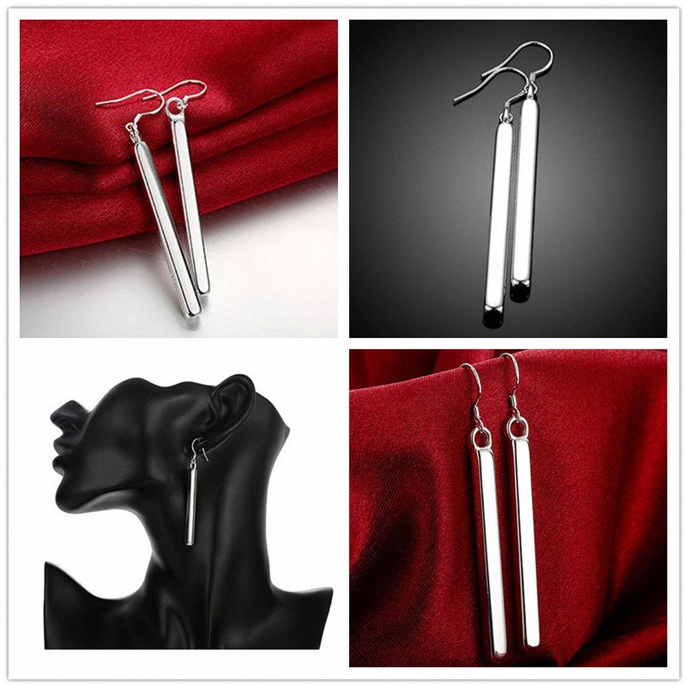 Minimalist Sterling Silver Plated Drop Dangle Earrings Bar Earrings Line Simplify Earrings (Style A)