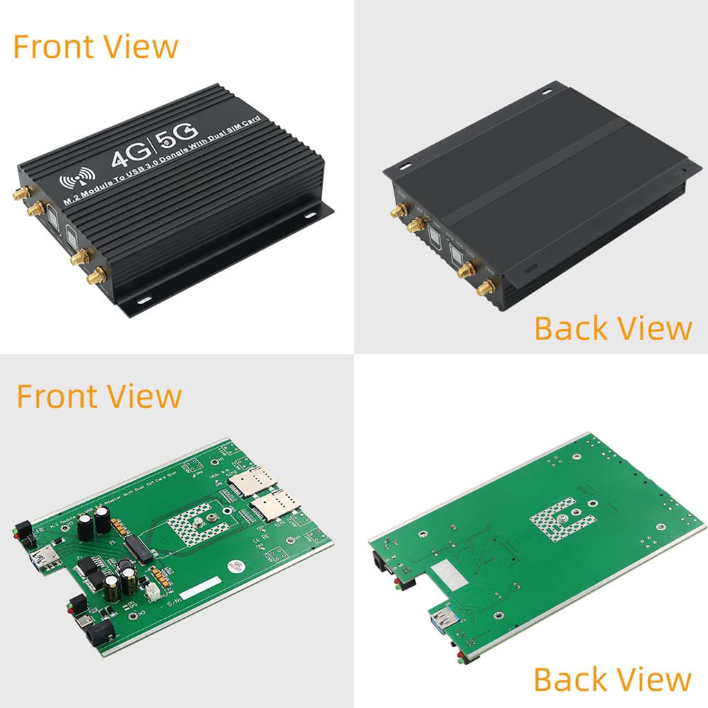XT-XINTE M.2 Network Adpater NGFF M.2 4G/5G Module to USB 3.0 Adapter with Dual SIM Card Slots Cooler Fan DC 5-12V Type-C Auxiliary Power
