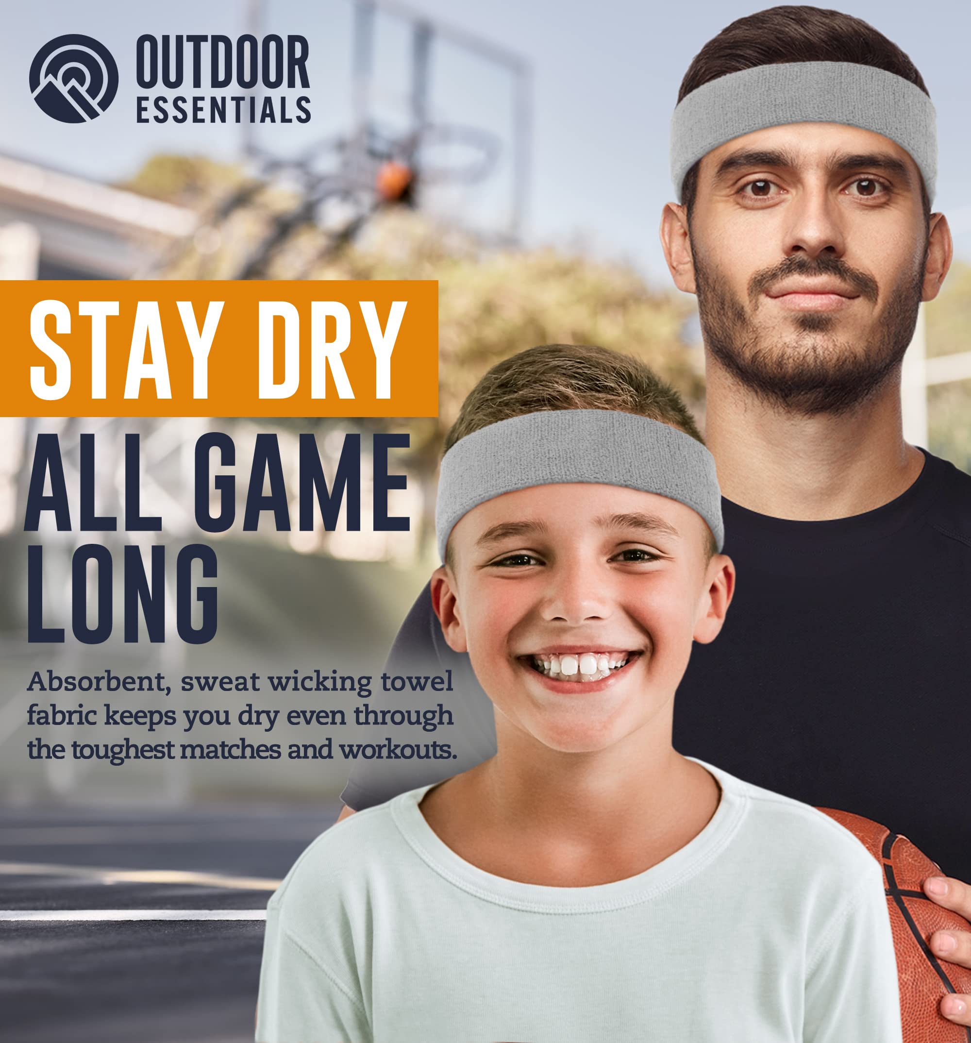 OutdoorEssentials Sweat Bands Headbands Men - Sweatbands for Women - Sports Headband - Sweat Absorbing Headband - Multipack Sweat Head Bands