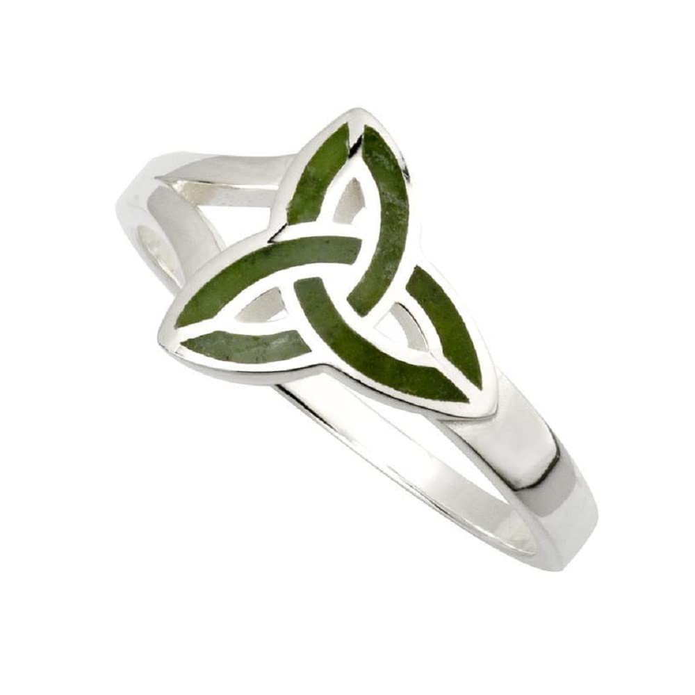 Sterling Silver Connemara Marble Trinity Knot Ring (7.5)