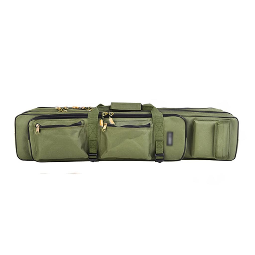 TJLSS Three-Layer Foldable Fishing Double-Shoulder Rod Bag Fishing Rod Thickening Storage Bag Fishing Gear Backpack (Color : D, Size : 3 Layers 80CM)