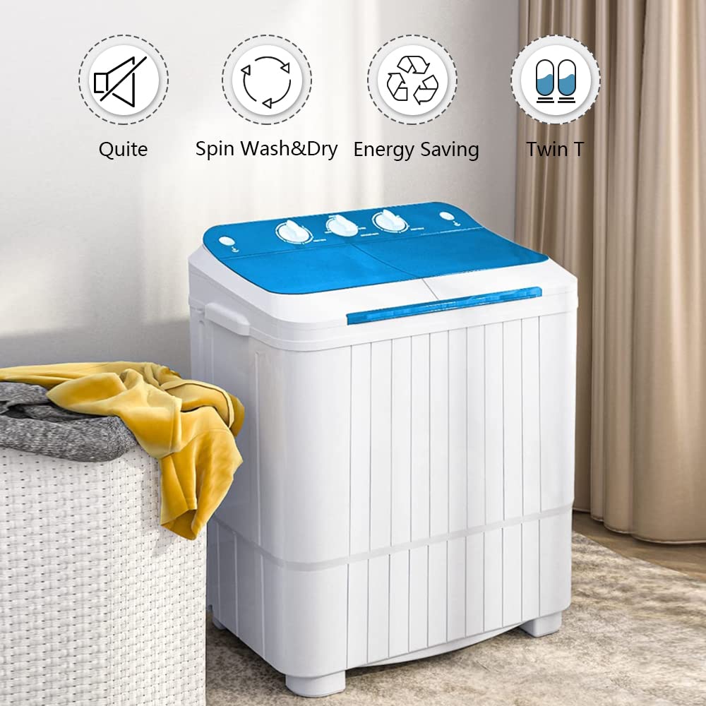 Portable Washing Machine Twin Tub 16.5lbs Laundry Machine Small Compact Washer and Dryer Combo for Household Use Camping RVโs Apartments Dorms Rooms