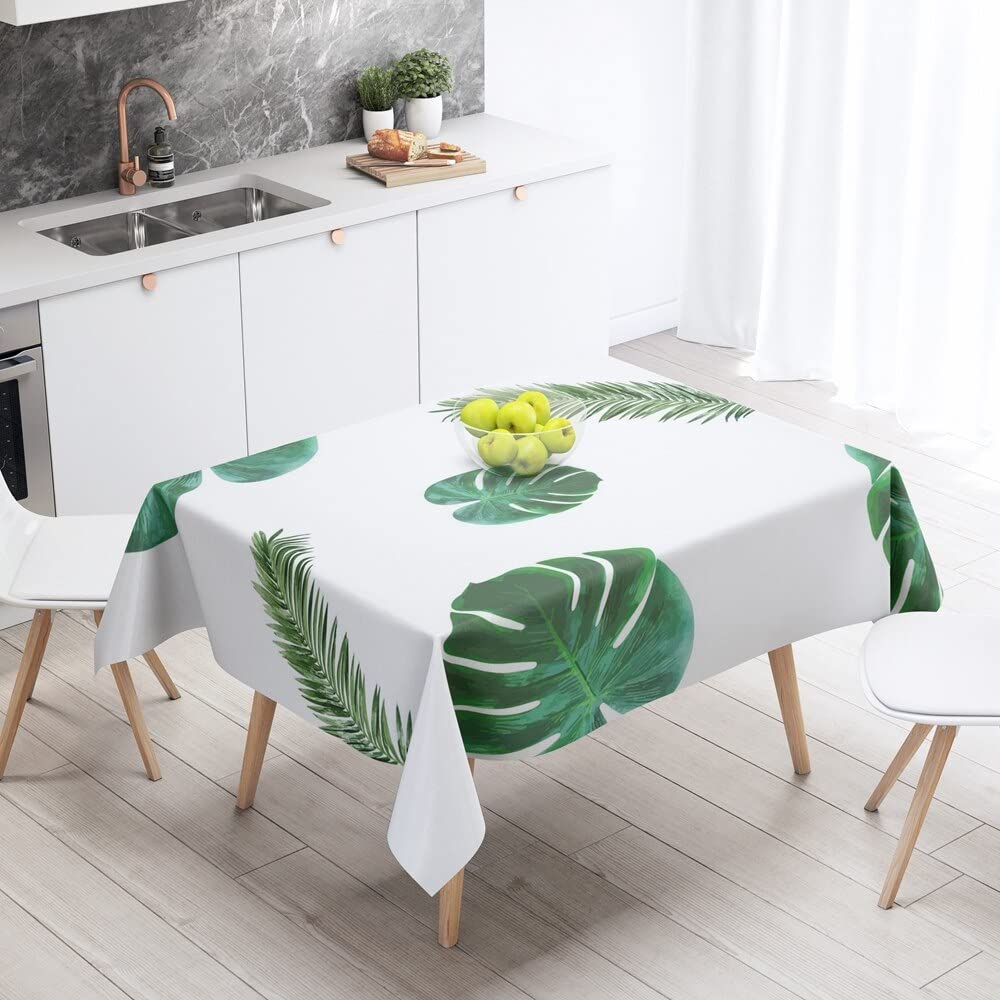Waterproof Table Tablecloth Tropical Plant Flower Leaves Nordic Style Rectangular Dining Tables Cover Kitchen Decor A2 140x210cm