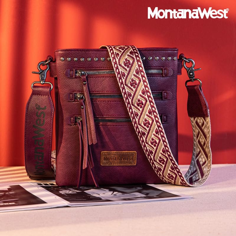 Montana West Crossbody Purses and Handbags for Women, Medium Size Double Compartments with Adjustable Guitar Strap MWC-H184GN