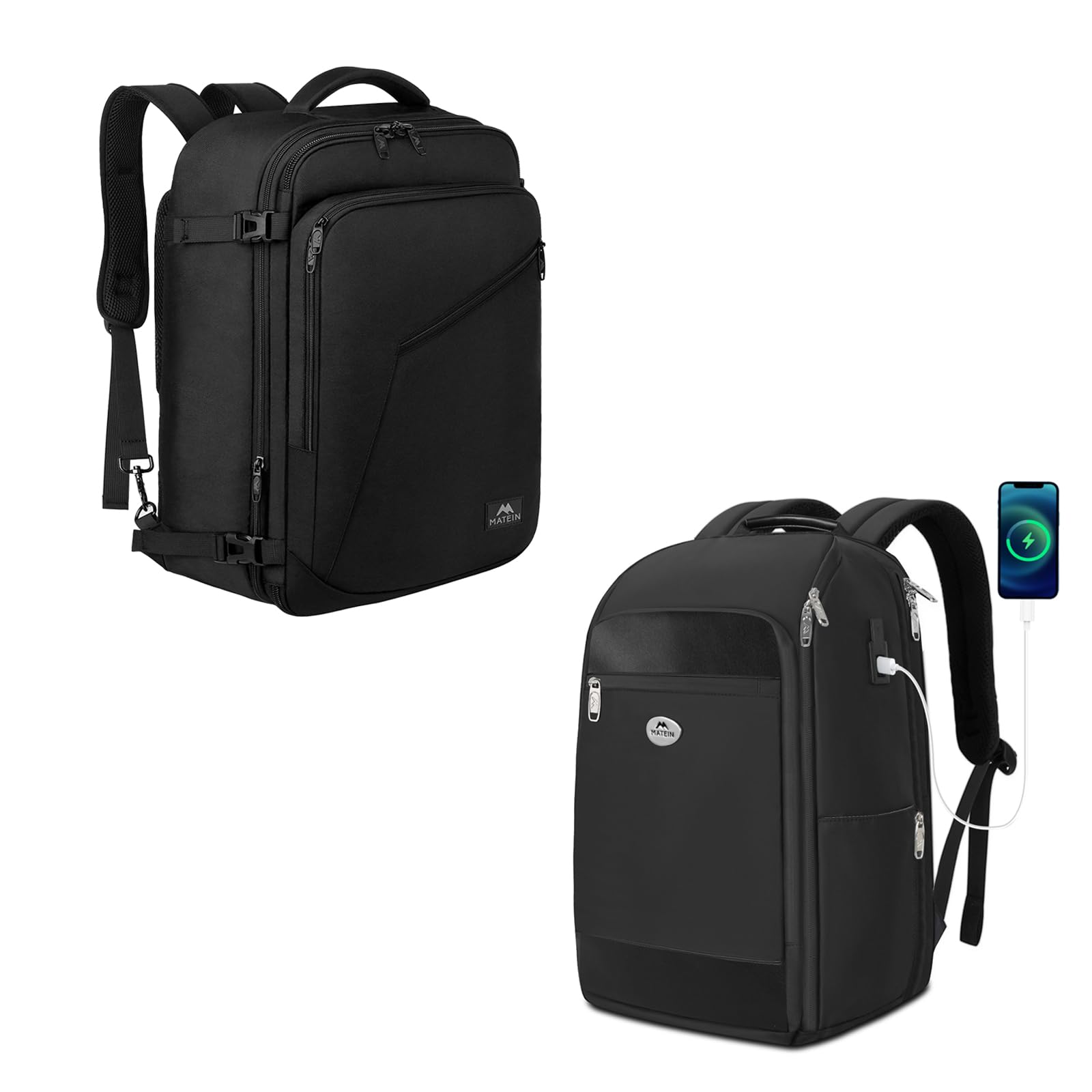 MATEIN Carry on Backpack, Extra Large Travel Backpack Expandable Airplane Approved Weekender Bag, Waterproof Travel Backpack for Men, TSA Expandable Carry on Backpack with USB Charging Port