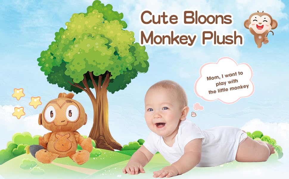 Wavelet Tail 11inch Monkey Plush Toy Stuffed Animal Makes a Great Gift for Kids and Game Fans