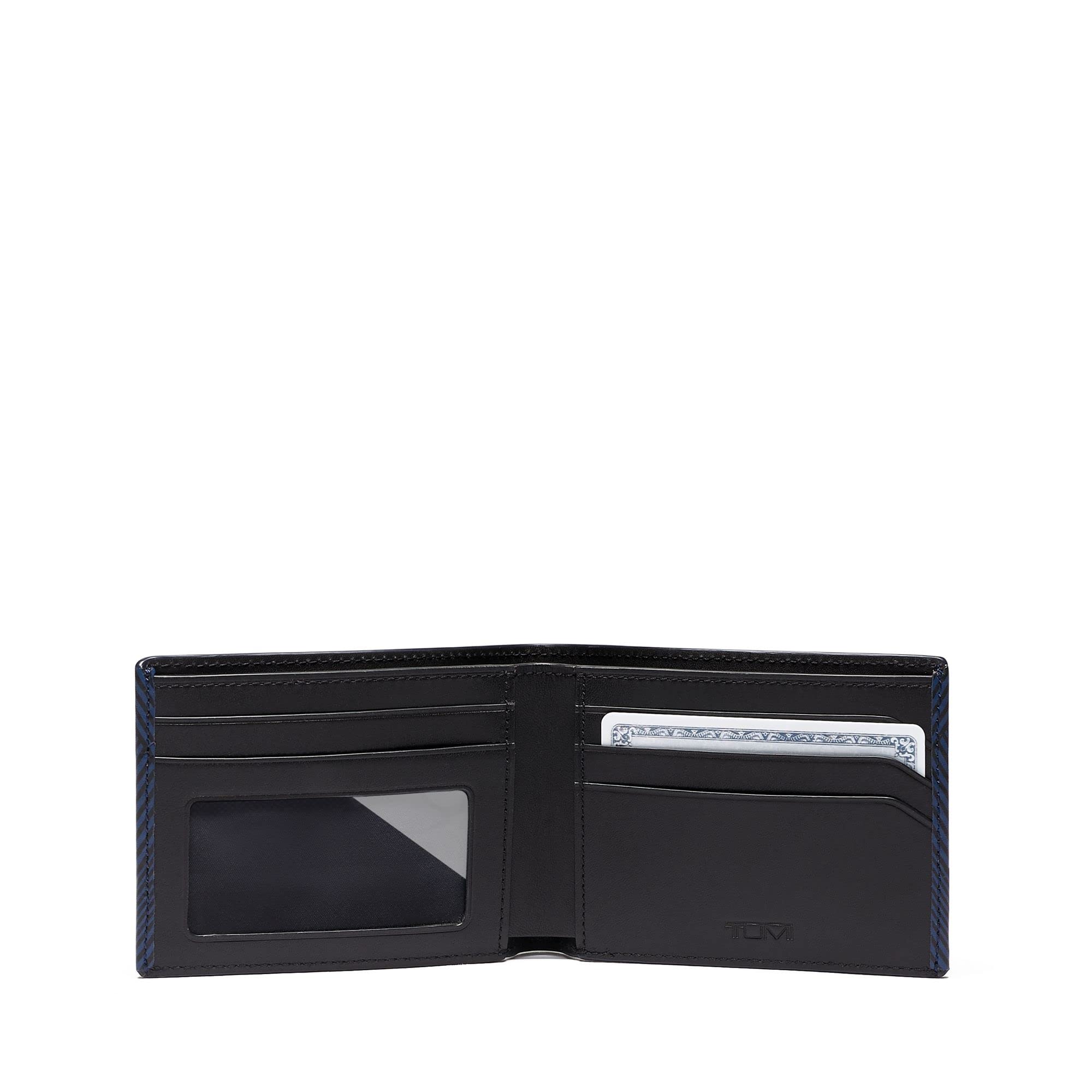 TUMI - Nassau Double Billfold Leather Wallet - Mens Wallet - ID Window and 4 Card Pockets - RFID Protected Wallet - Navy Herringbone