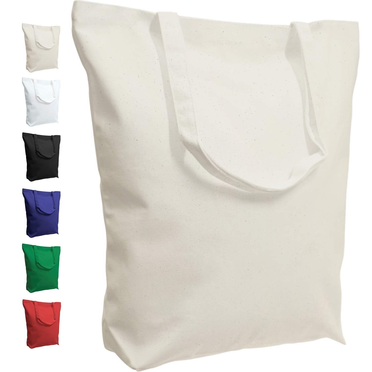 TOPDesign 2 | 6 | 12 Pack Super Strong Large 17"x16"x5" 10oz Cotton Canvas Tote Bag, Reusable Grocery Shopping Bags, Blank Natural Bags for Crafts, DIY Your Creative Designs (Pack of 2)