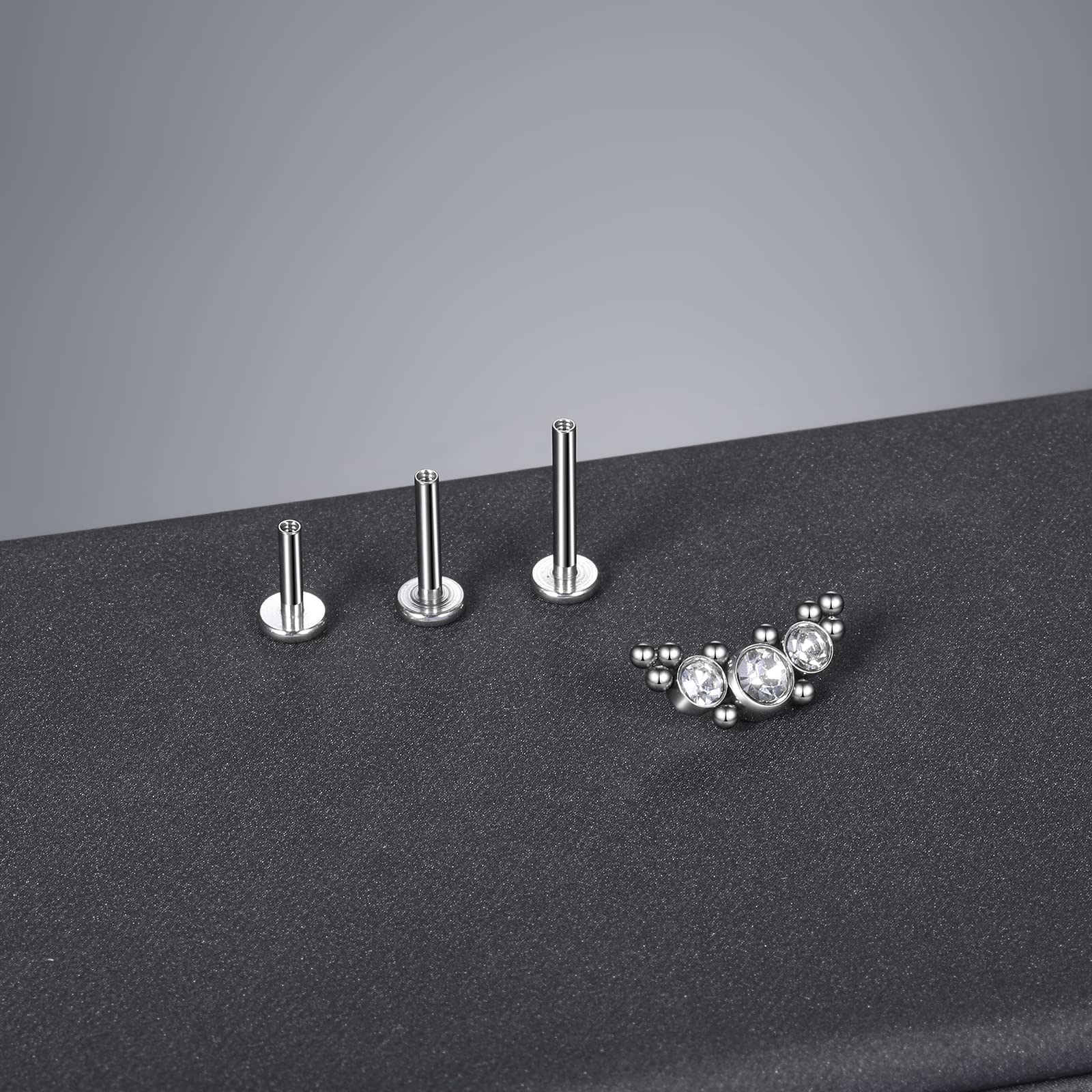Xpircn 16G Labret Studs Stainless Steel Lip Monroe Labret Rings Forward Helix Tragus Cartilage Earrings Ear Lobe Stud Piercing Jewelry 6mm 8mm 10mm (Style F - Top 13mm)