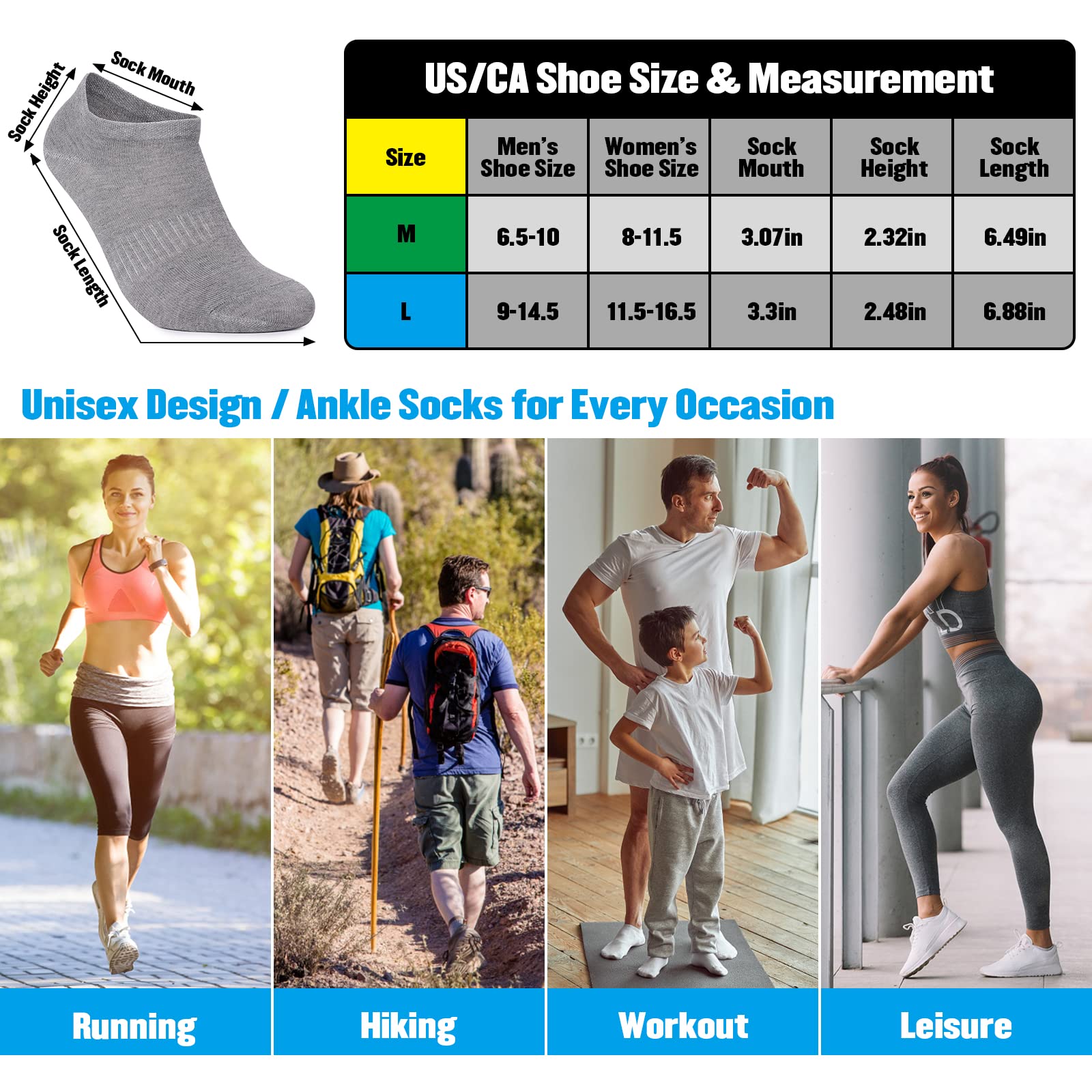 TAKIYA No Shows Socks Men,Low Cut Short Bombas Socks For Men 3 Pairs Ankle Running Breathable Size 7-10/10-13 (US 10-13, Black+White+Grey)