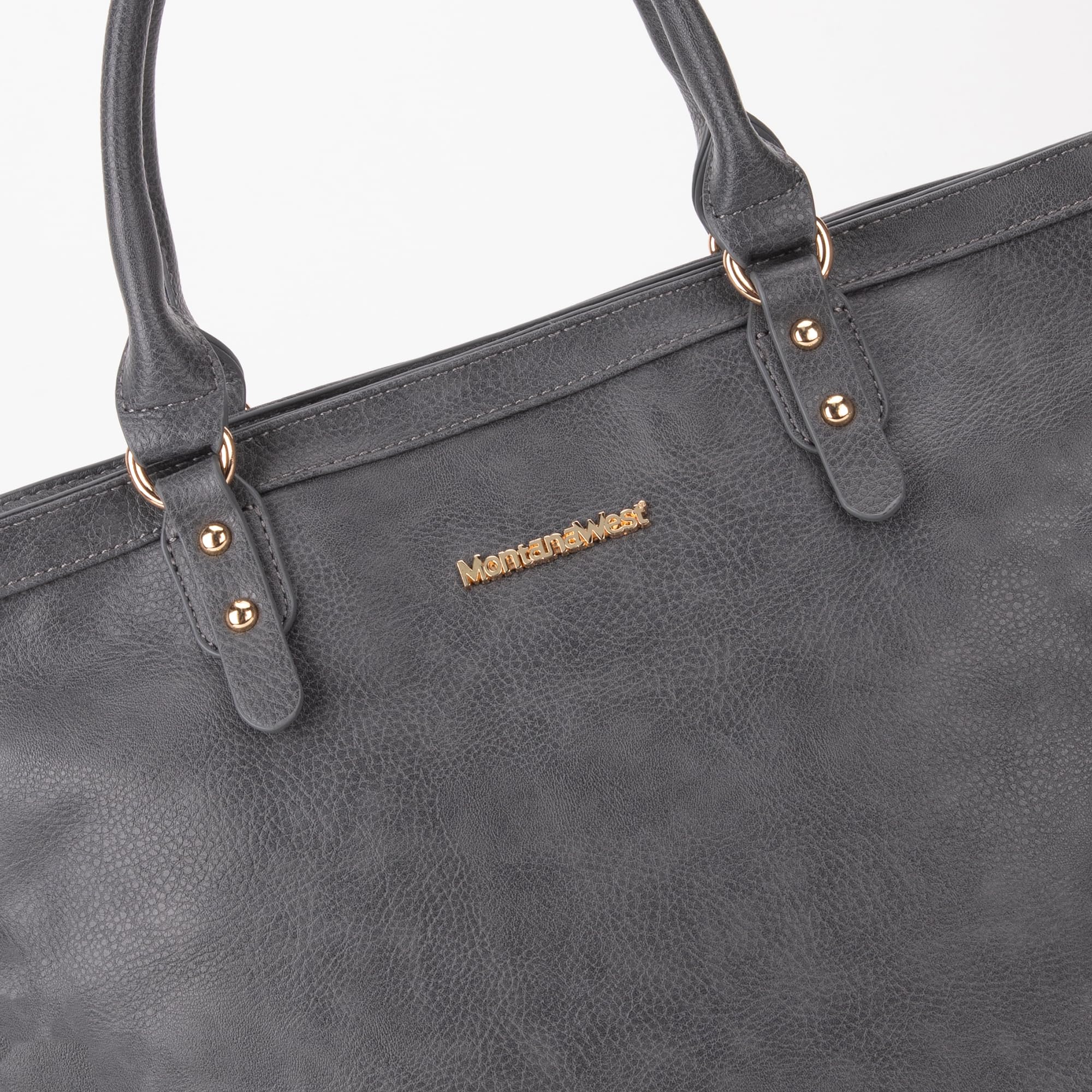 Montana West Tote Bag for Women Zipper Large Tote Purse Adjustable Strap Work Top Satchel Handbag Shoulder Hobo(Grey)
