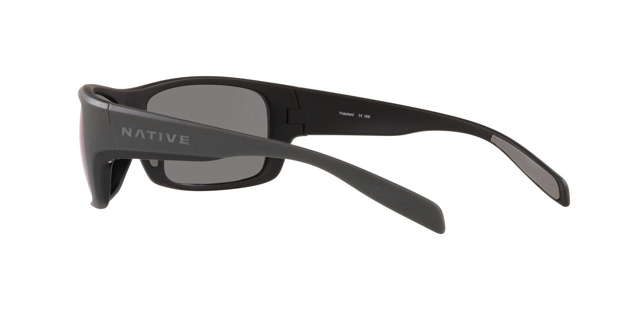 Native Eyewear Eddyline Polarized Rectangular Sunglasses, Granite/Matte Black/Blue Reflex, 64 mm