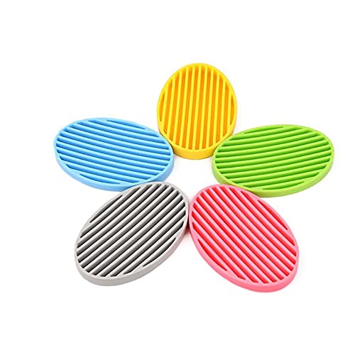 PLMM soap Box, 1Pcs Silicone Flexible Soap Dishes Holder Bathroom Soap Box Plate Tray Shower Sponge Shelf Drain Non Slip Storage Basket (Color : Pink)