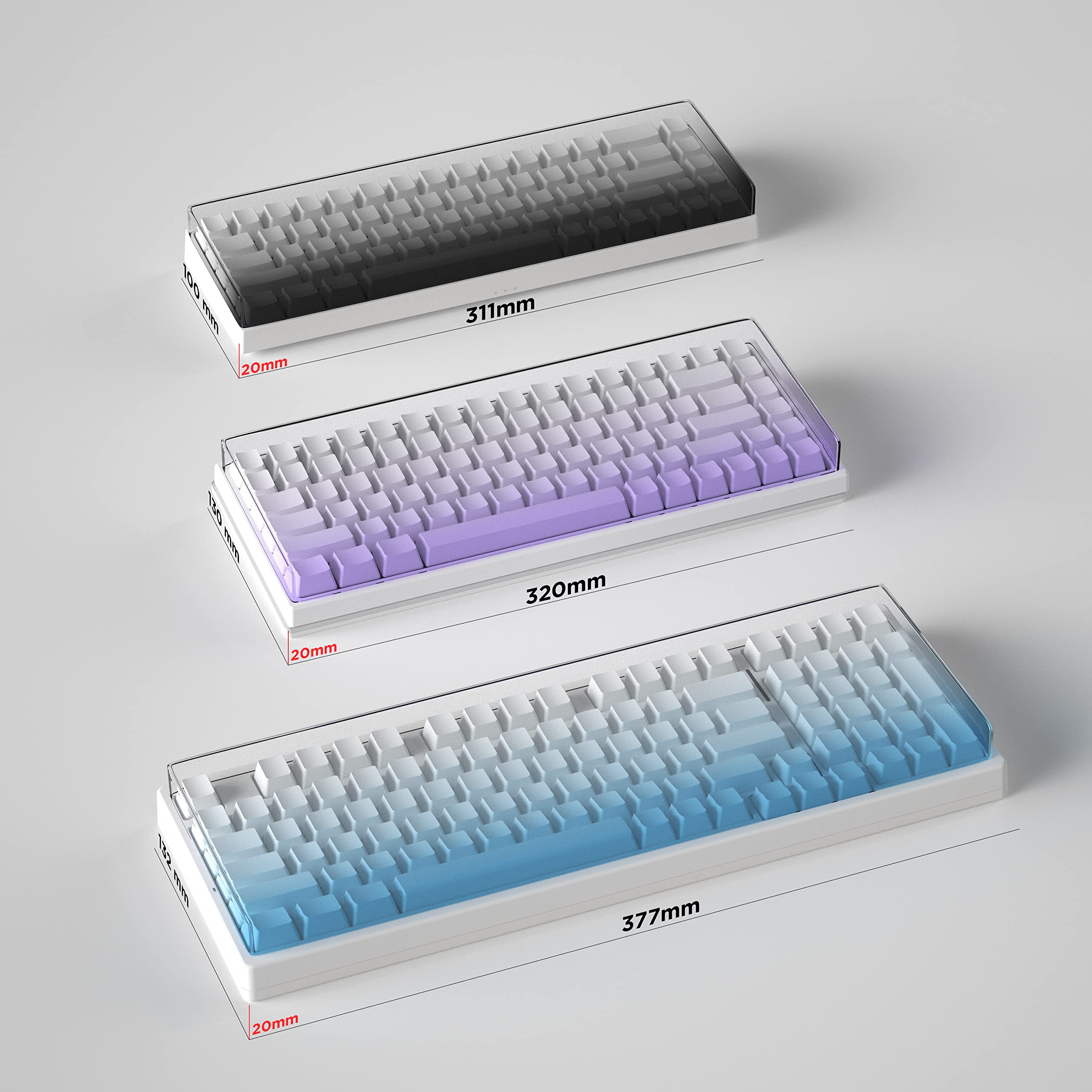 YUNZII Gradient Clear Acrylic Keyboard Cover Protector with Dustproof Waterproof Anti-hit Anti-cat Protective Case for 65%,75% Layout, 84 Key 98 Key Mechanical Keyboard (68-Key Size,Purple)