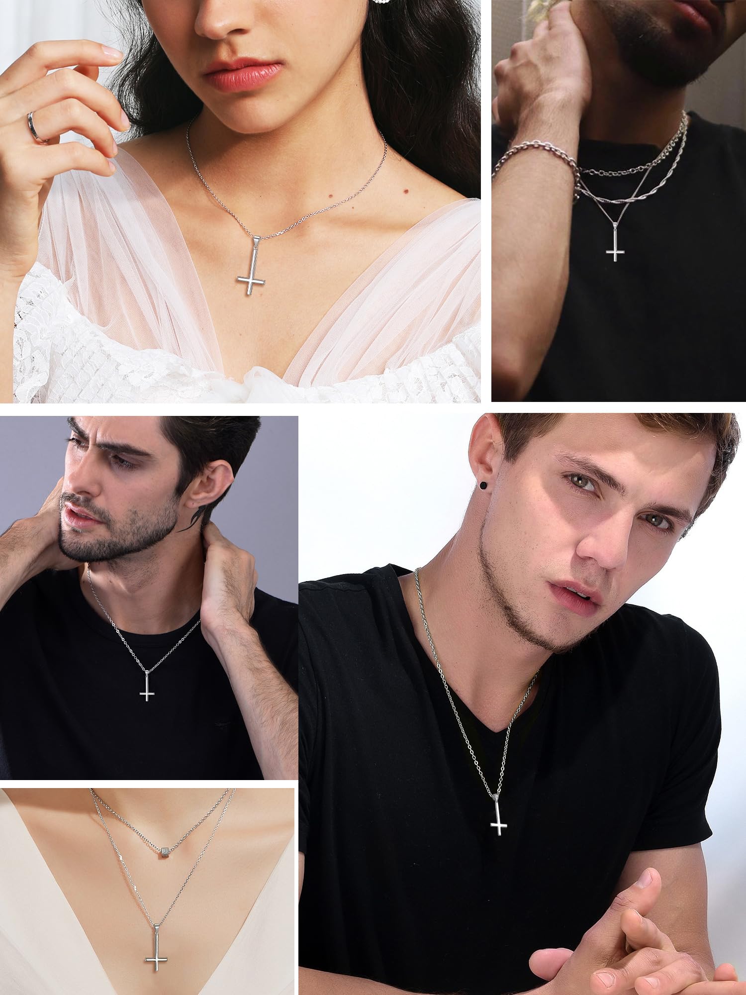 PROSTEEL Inverted Cross Necklace Men Satanic Jewelry Satanism Occult Devil 925 Sterling Silver Upside Down Cross