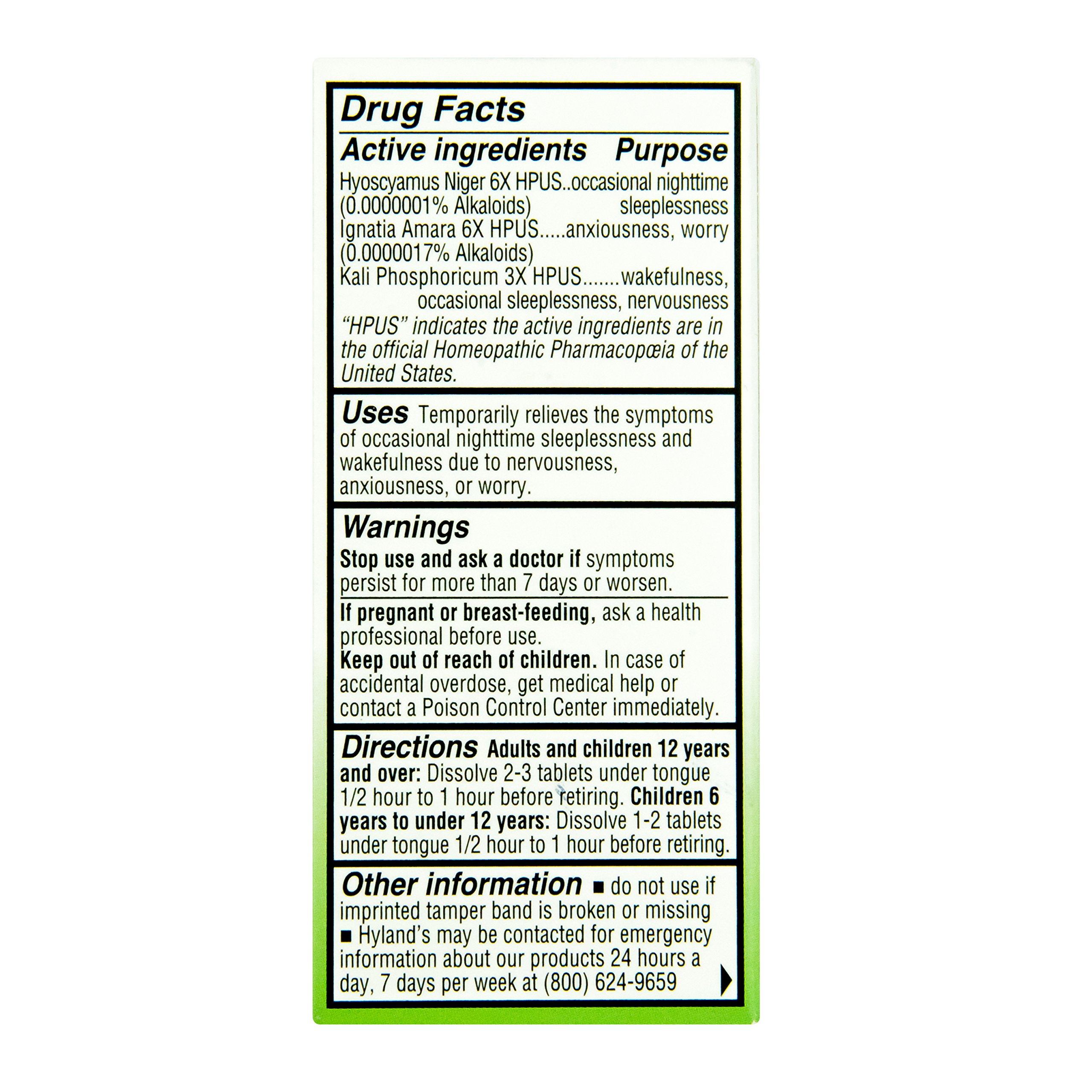 Natural Sleep Aid Pills by Hyland's, Sleeplessness and Stress Relief Supplement, 100 Quick-Dissolving Tablets
