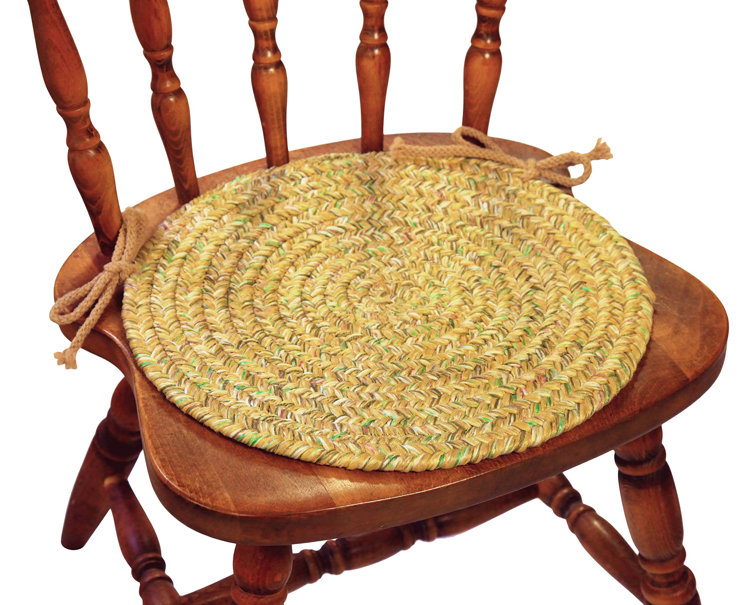 Sabrina Oat Meal Tweed Chair Pads, 15 by 15-Inch, Oatmeal, Set of 4
