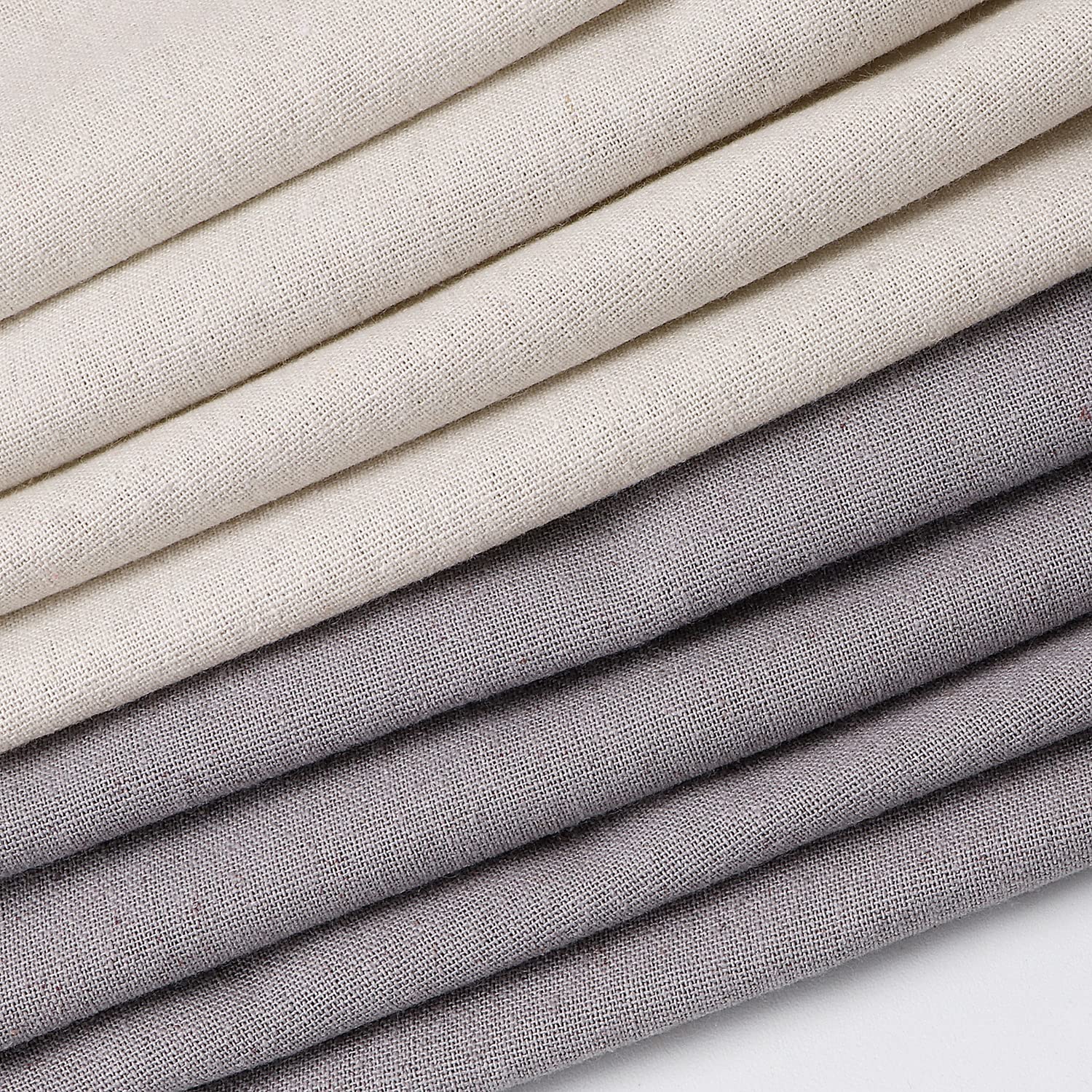 Reisen Linen Farmhouse Shower Curtain Button Gray and Off White Shower Curtains for Bathroom, 72" x 72"