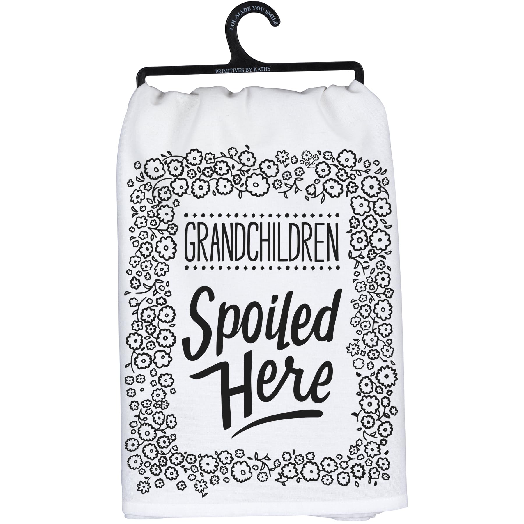 Primitives by Kathy Decorative Kitchen Towel - Grandchildren Spoiled Here, 28" x 28"