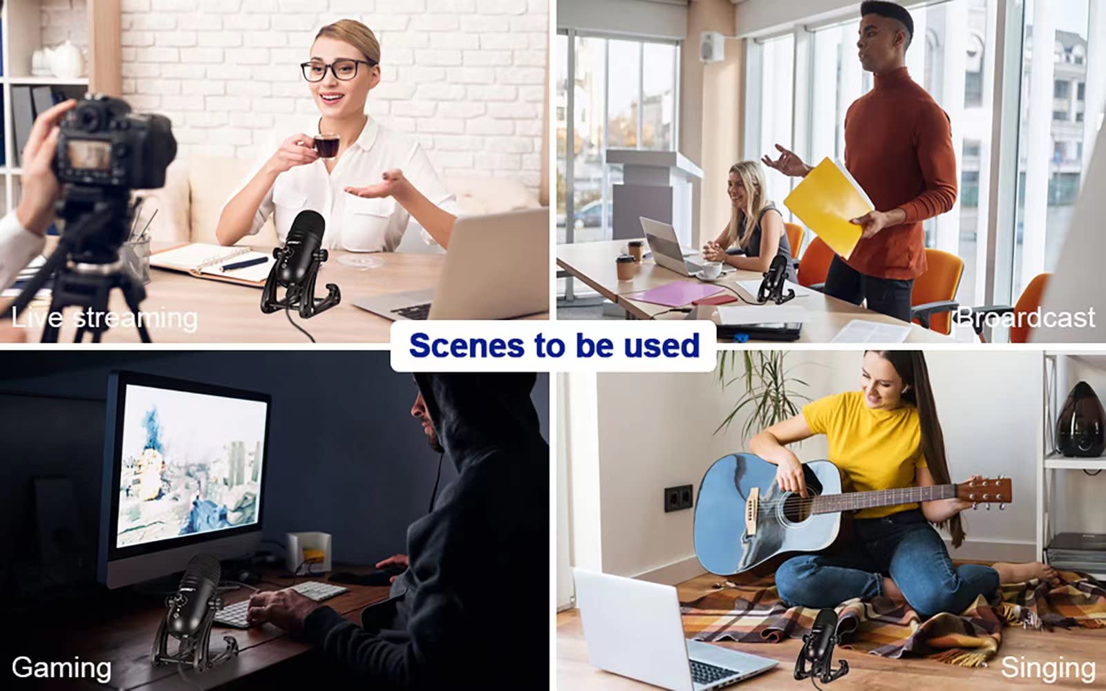 Tonshen USB Podcast Microphone Condenser Microphone for PC and Laptop Podcast Equipment Bundle Gaming Mic Studio Microphone for Singing, Vocal Recording, Streaming Supercardioid Pickup Pattern