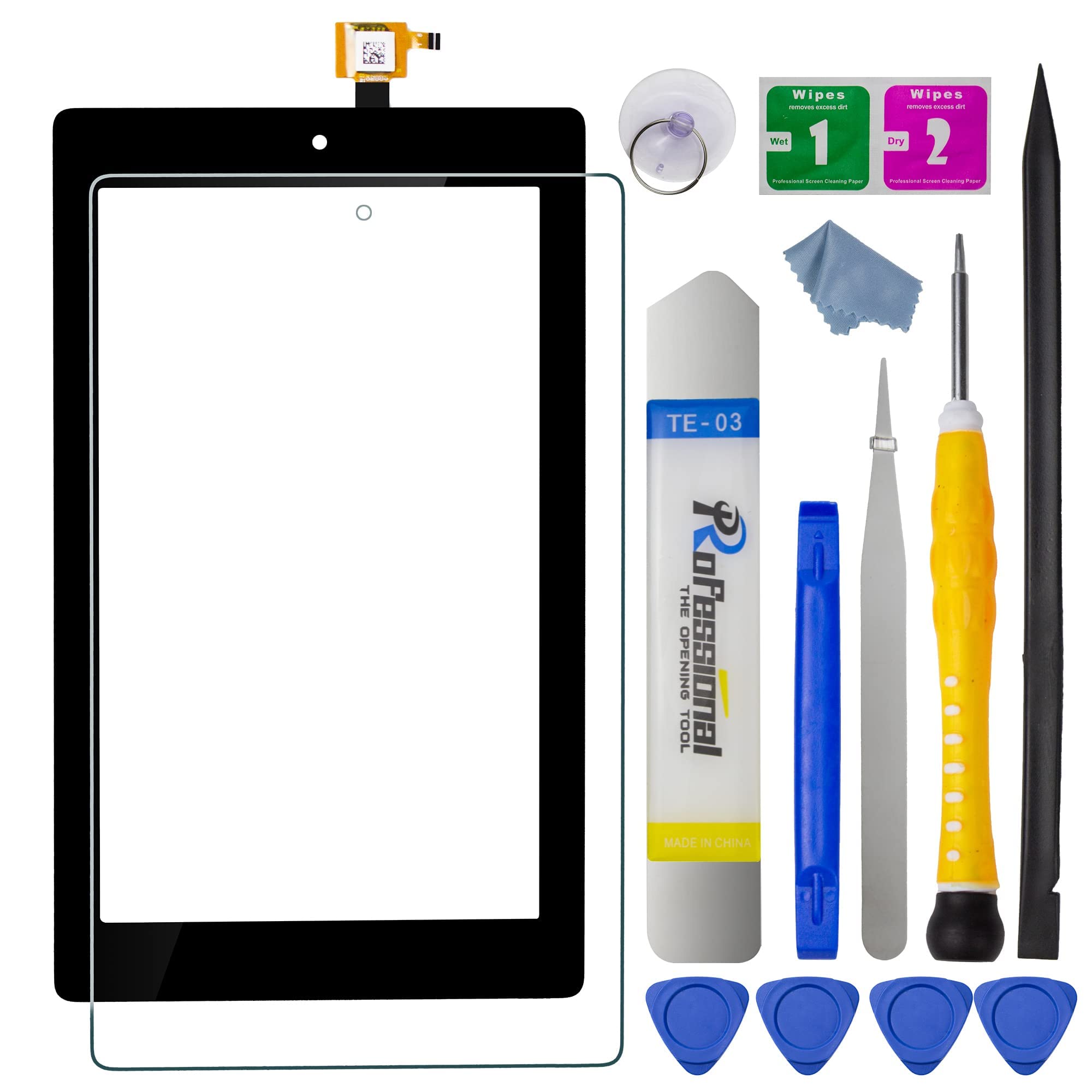 S-Union Upgraded Touch Screen Digitizer Replacement for Amazon Kindle Fire HD 8 8th Gen 2018 L5S83A with Tempered Glass Film and Professional Tool Kit (8 Inch)