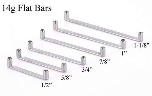 Painful Pleasures 14g Internally Threaded Flat Titanium Surface Barbell with 2mm Rise -11mm ~ 7/16"