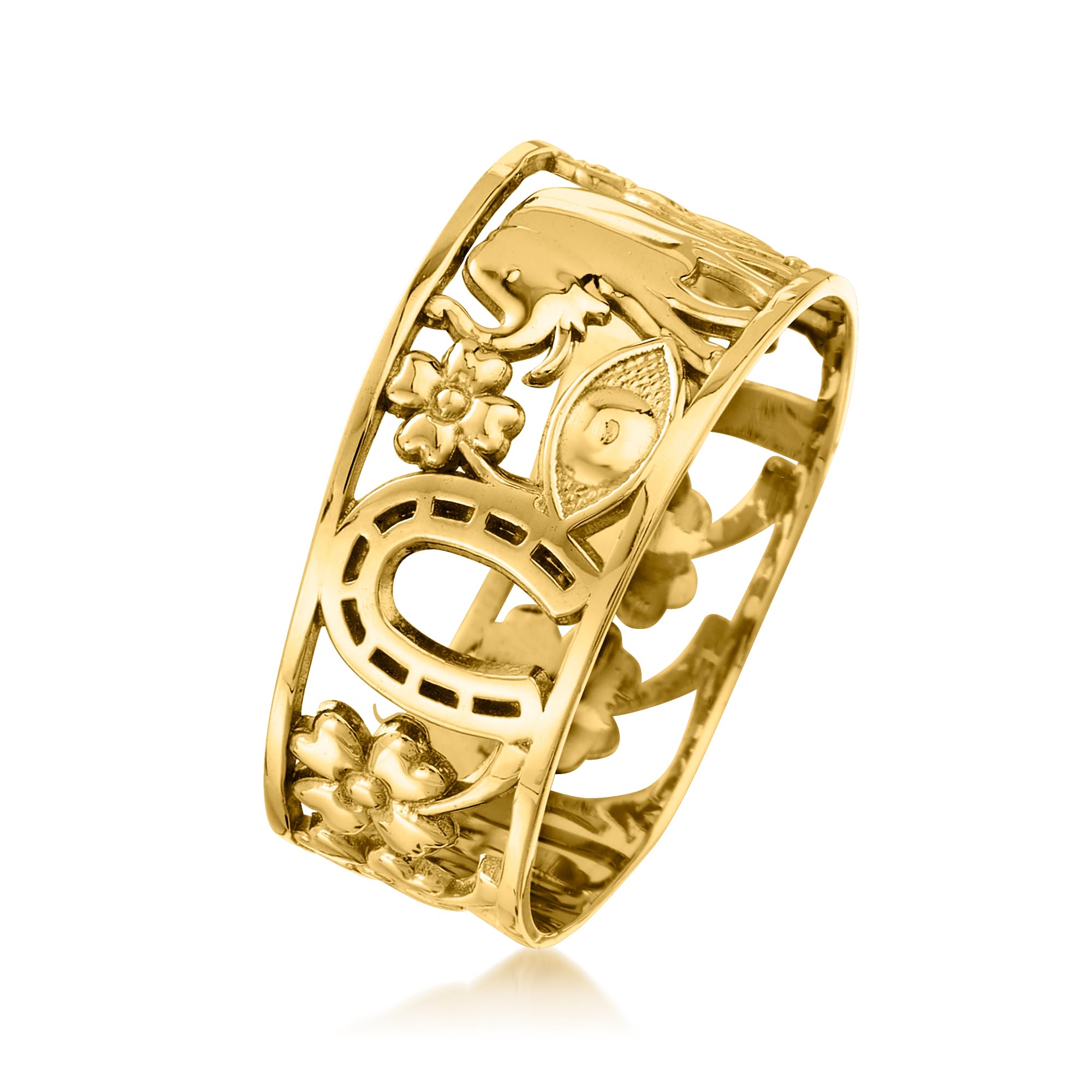 Ross-Simons 14kt Yellow Gold Good Luck Ring. Size 6