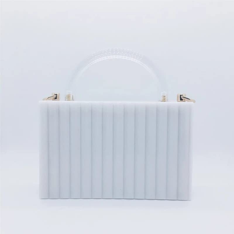 ZHUHW Acrylic Evening Bag Clear Handle Handbag Striped Shoulder Crossbody Bags Party Clutch Purse