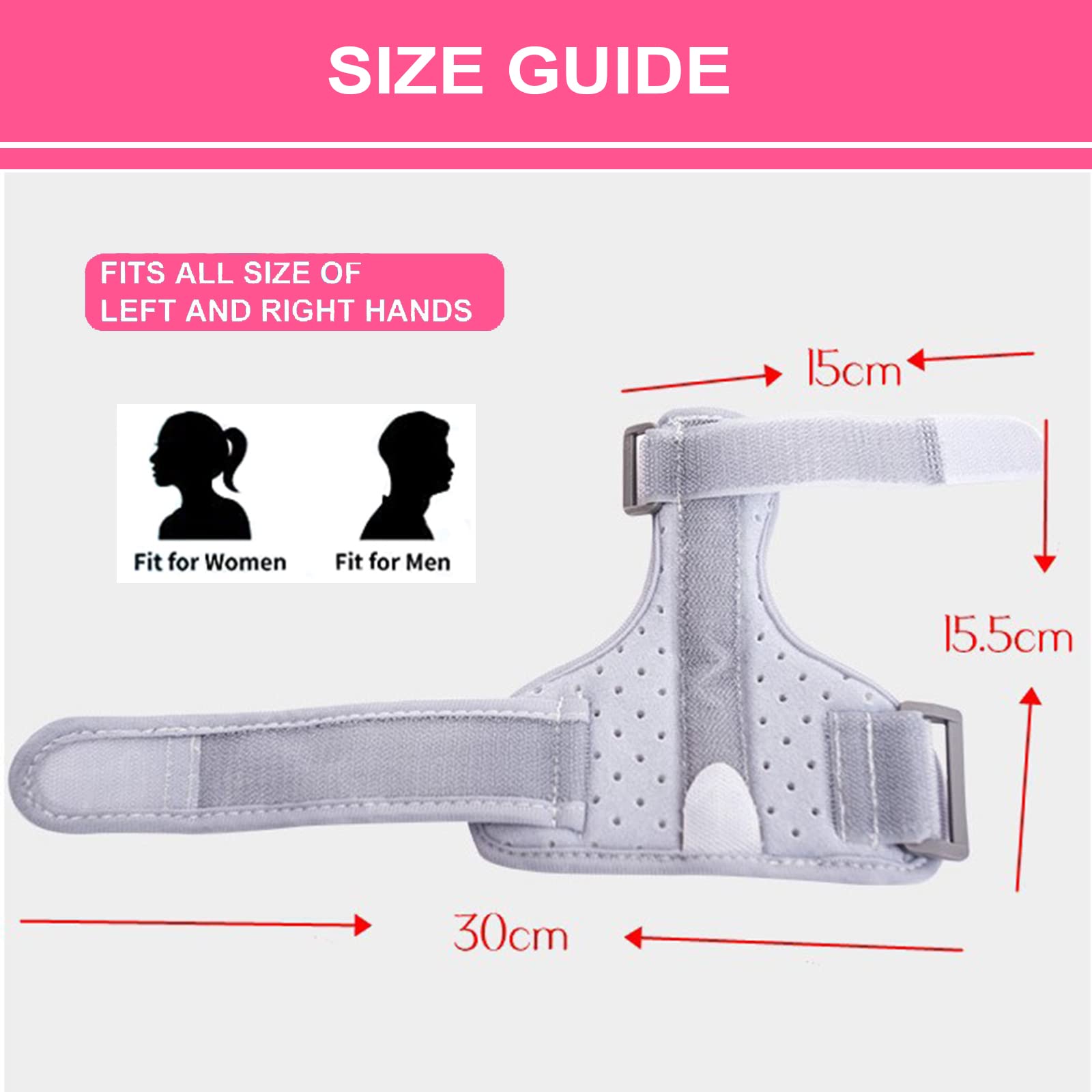 Thumb Spica Splint Brace Stabilizer Wrist Strap for Arthritis, Soft Tissue Injuries, Tendonitis, Pain, Sprains, Fractures, Carpal Tunnel & Trigger Thumb Immobilizer, Fits Both Hands, 1 Pack (Gray)