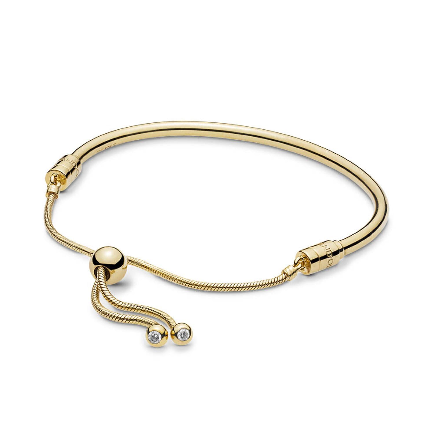 Pandora Shine Moments Sliding Bangle 18k Gold Plated Shine Collection Bracelet, Size: 19cm, 7.5 inches - 567953CZ-2