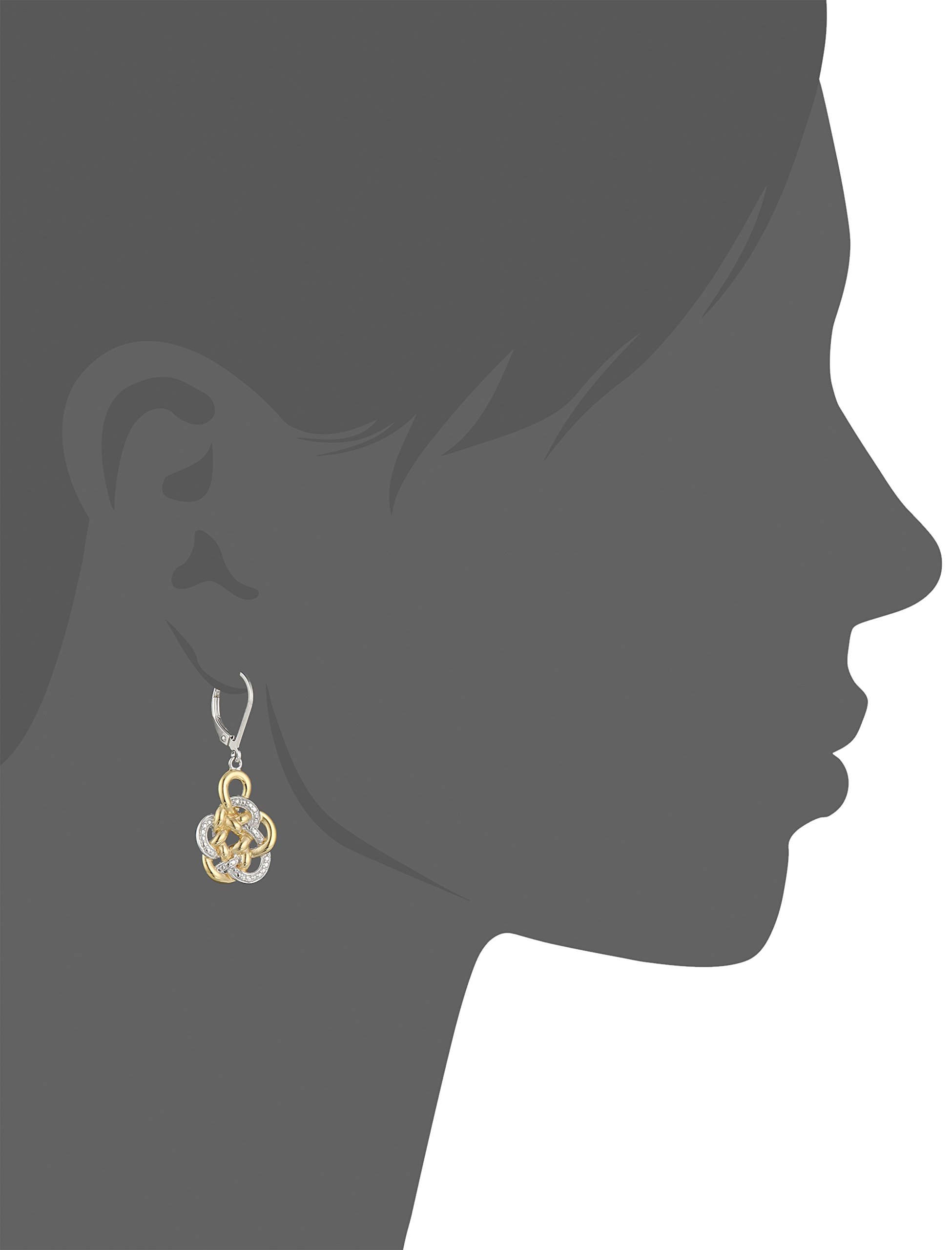 MORGAN & PAIGE Two Tone 18k Yellow Gold and Rhodium Plated 925 Sterling Silver Celtic Knot Drop Earrings