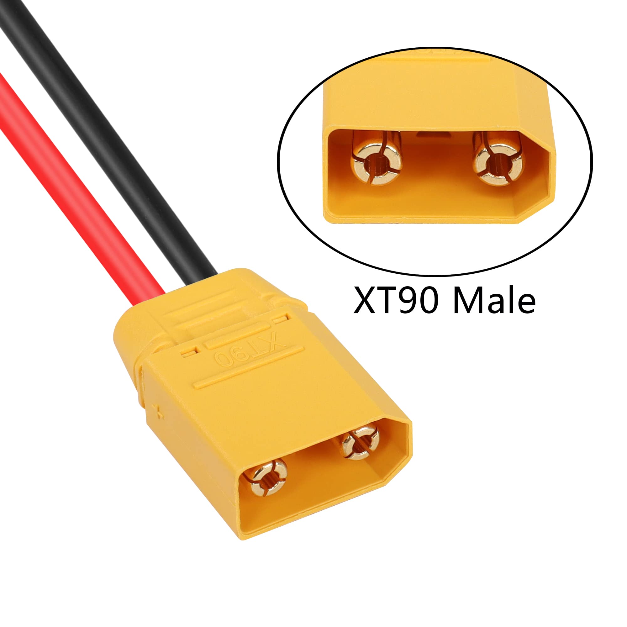 PNGKNYOCN 45A Connector to XT90 Short Cable,12AWG XT90 Male Plug to Solar Panel Connector Conversion Cable for Portable Power Station,Solar Panel(0.3M)