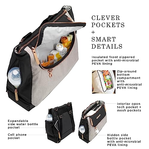 Petunia Pickle Bottom Pivot Backpack | Multiple carrying options (backpack or tote) | Insulated Pockets to Keep you Organized | Modern Silhouette with a Roomy Interior | Sand/Black
