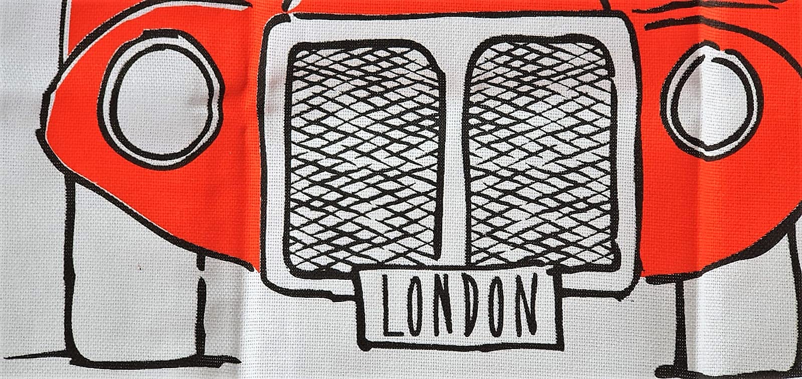 Sketchy Red London Bus Tea Towel Souvenir Sketch Routemaster Cartoon Drawing Souvenir Gift White by Elgate