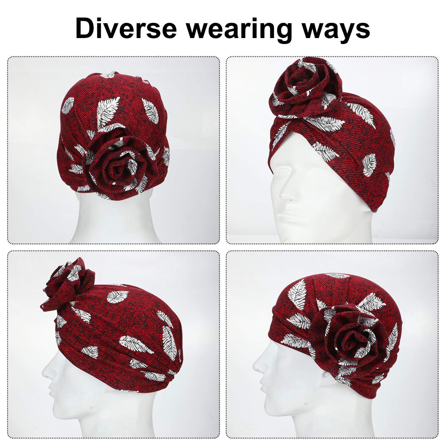 SATINIOR 6 Pieces Women Turbans African Pattern Knot Headwrap Pre-Tied Bonnet for Women Girls Multicoloured