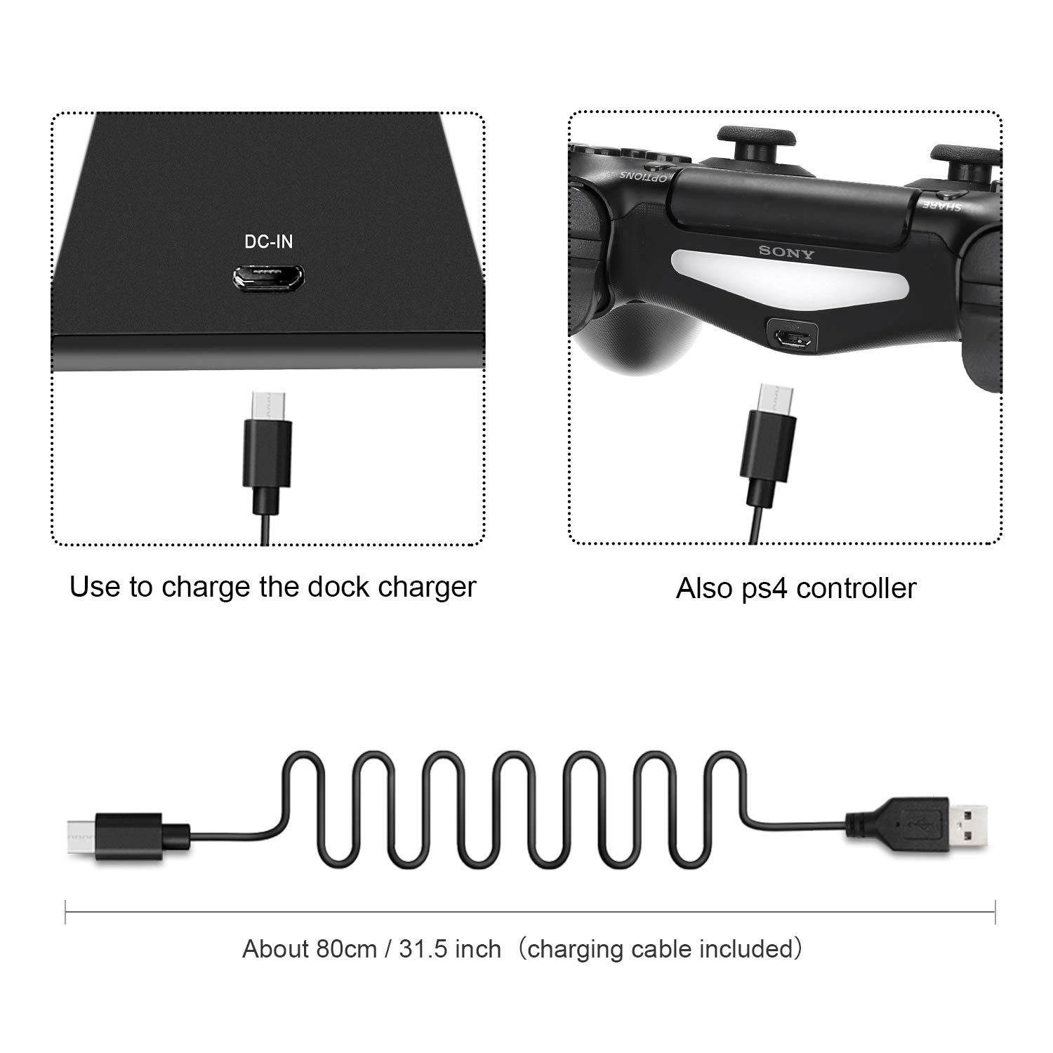 PS4 Controller Charger KINGTOP DualShock 4 Controller Charging Station Dock,Playstation 4 Charging Stand for Sony Playstation4 / PS4 / PS4 Slim / PS4 Pro Controller [Upgrade 2nd Generation]