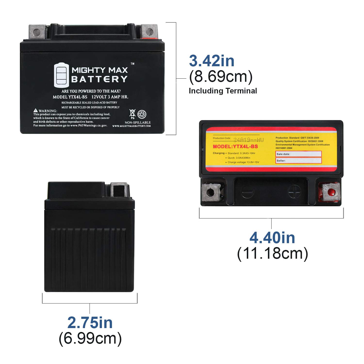 Mighty Max Battery YTX4L-BS Replacement for Scooter HONDA NB50 Aero 50CC 85-'87 Battery