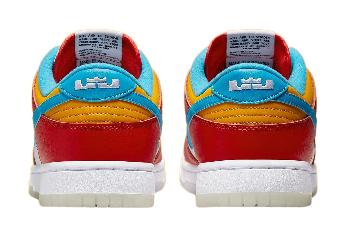Nike Mens Dunk Low DH8009 600''Lebron James - Fruity Pebbles - Size 11, White/Red/Blue/Yellow