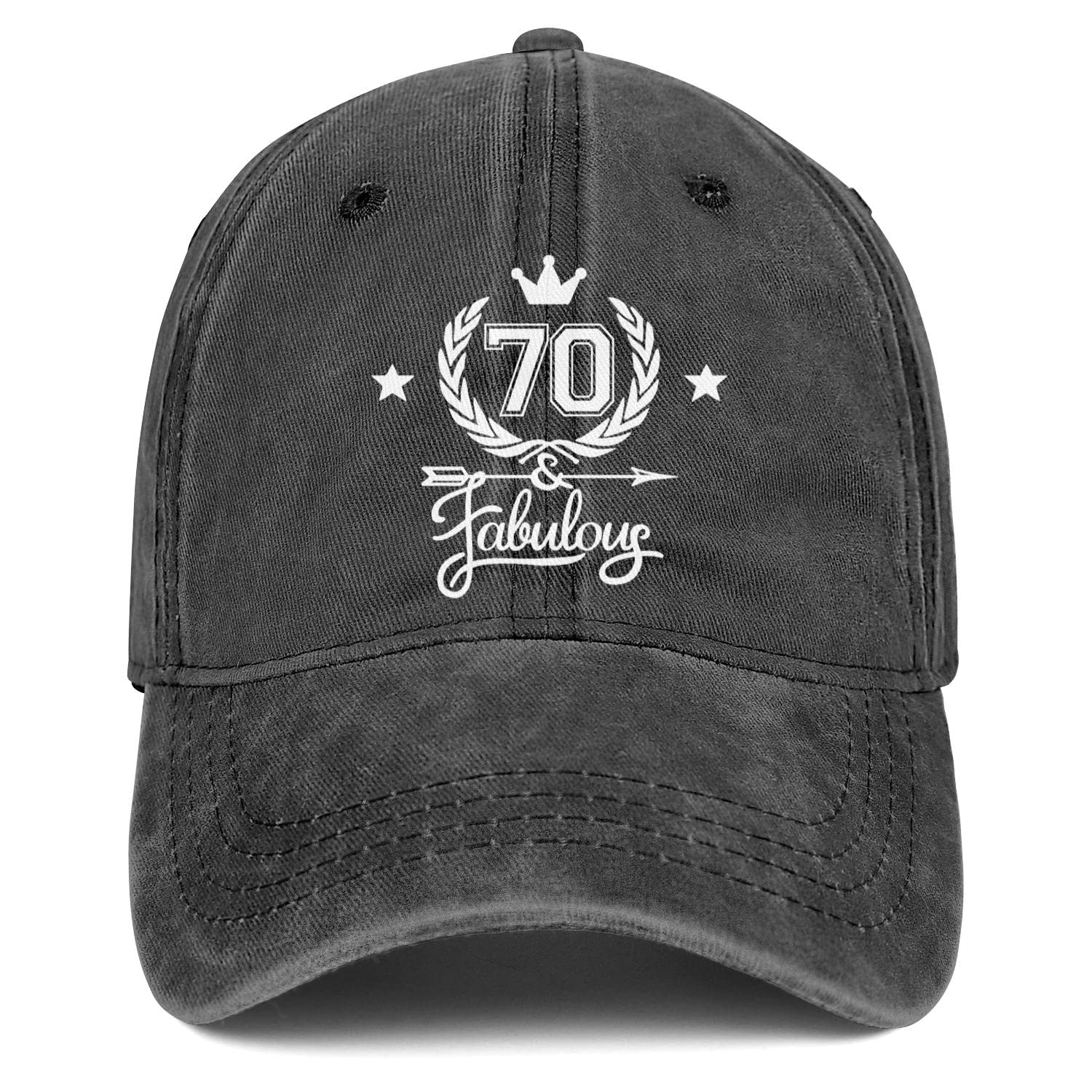 Traqueu Funny 70th Birthday Gifts Men Women 70 and Fabulous Hat Baseball Cap Denim Hat Washed Cotton Hat