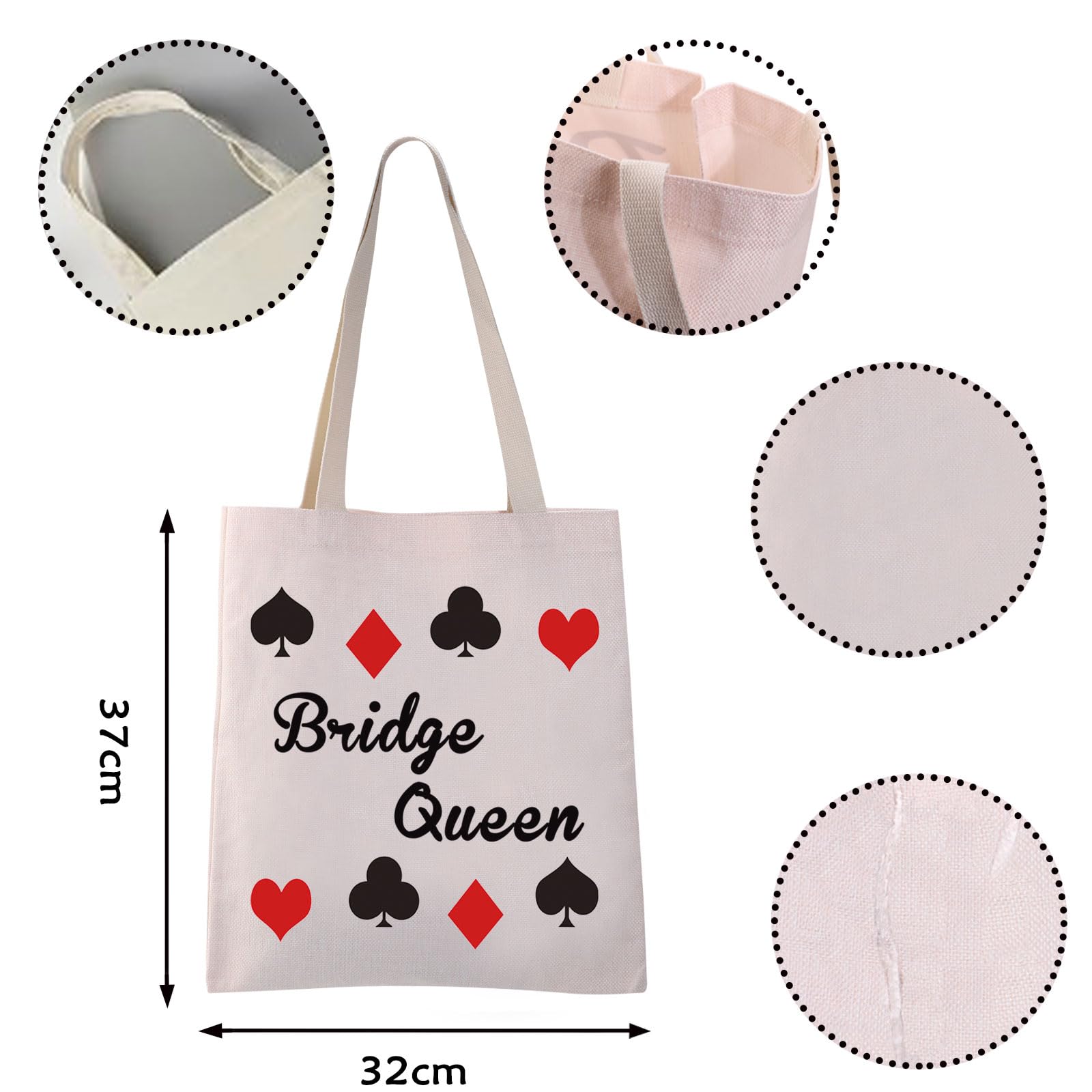 VAMSII Bridge Players Tote Bag Bridge Queen Shoulder Bag Bridge Card Gifts for Bridge Players Bridge Lovers Gift (Bridge Queen Tote)