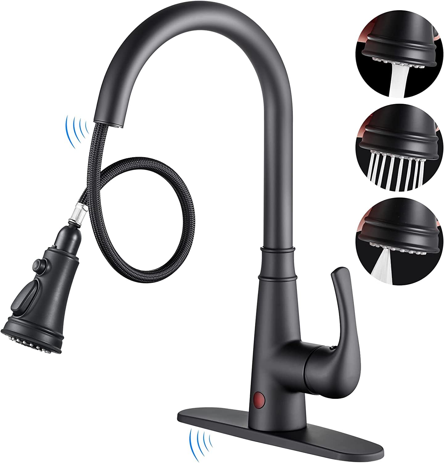 Touchless Kitchen Faucet Cobbe Pull Down Kitchen Sink Faucet with Sprayer, Motion Sensor Black